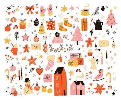 Premium Vector Christmas And New Year Elements With Christmas Tree Presents Candles Garland