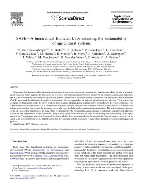 Pdf Safe—a Hierarchical Framework For Assessing The Sustainability Of