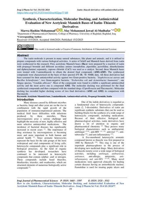 Pdf Synthesis Characterization Molecular Docking And Antimicrobial
