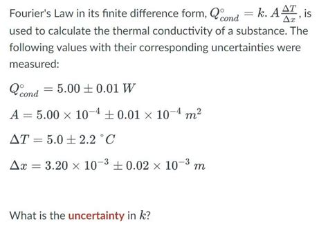 solved fourier s law in its finite difference form qcond