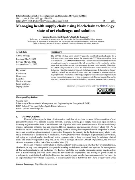 Managing Health Supply Chain Using Blockchain Technology State Of Art Challenges And Solution