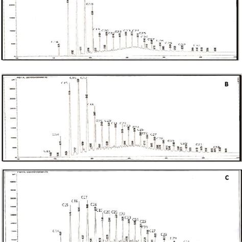 Representative Gc Chromatograms Of Hydrocarbons Extracted From Liquid