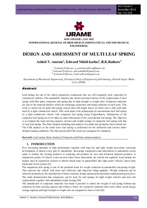 pdf design and assessment of multi leaf spring