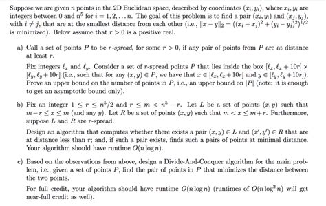 Suppose We Are Given N Points In The D Euclidean Chegg