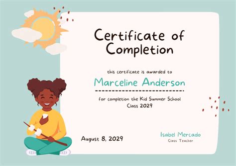 Download Summer School Certificate Of Completion Brain Powerpoint Infographic Template