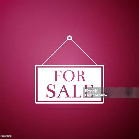 보라색 배경에 고립 된 텍스트에 대 한 판매 아이콘 기호를 걸려 평면 디자인입니다 벡터 일러스트 레이 션 간판에 대한 스톡 벡터 아트 및 기타 이미지 Istock