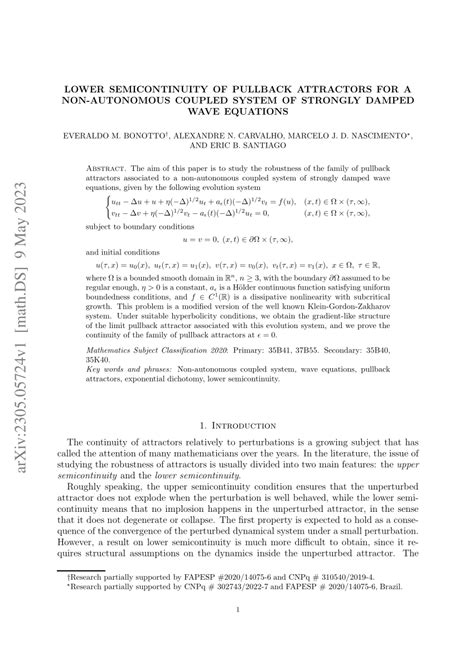 Pdf Lower Semicontinuity Of Pullback Attractors For A Non Autonomous