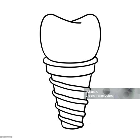 치아 핀 치과 의사 요소 치과 치료 및 임플란트 입에 대한 실이있는 의료 용 흰색 부분 의사 작업 흑백 일러스트레이션 건강을 위한 작업 0명에 대한 스톡 벡터 아트 및 기타