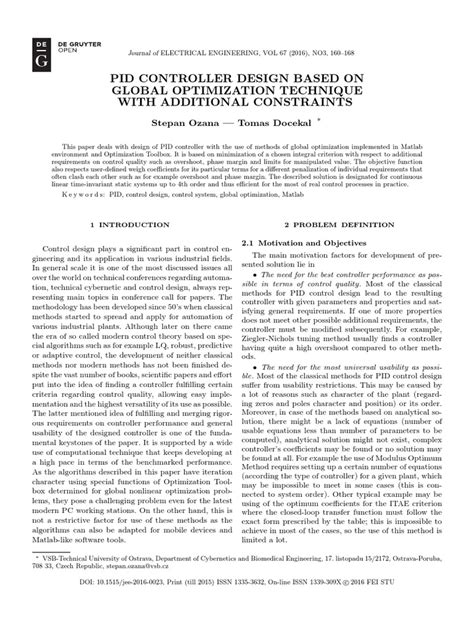 pid controller design method based on global optimization pdf