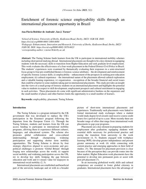 Pdf Enrichment Of Forensic Science Employability Skills Through An International Placement