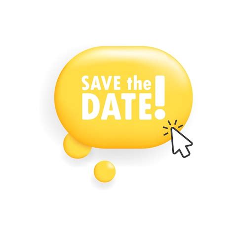 premium vector save the date button flat yellow cursor on the button