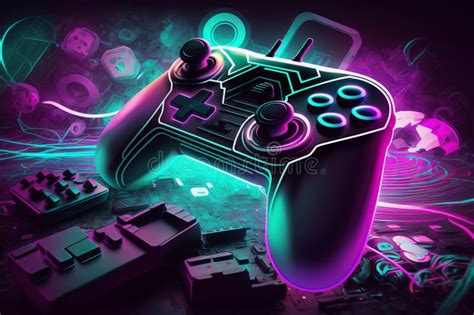 Video Game Controller Neon Gaming Background Stock Illustration Illustration Of Joystick
