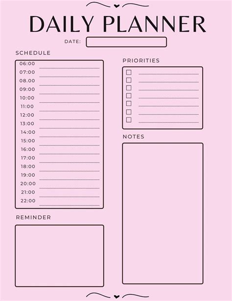 Minimalist Daily Planner Printable Digital Hourly Undated Daily Planner Onepage Todo List