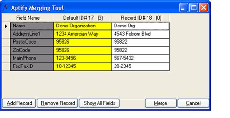Merging Records Aptify Support