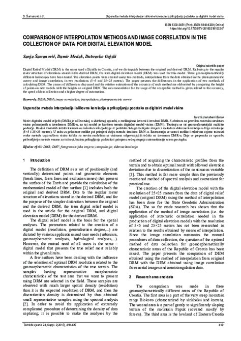Pdf Comparison Of Interpolation Methods And Image Correlation In The