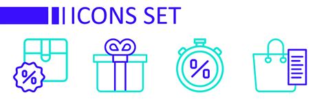 세트 라인 쇼핑 목록 스톱워치 퍼센트 할인 선물 상자 및 아이콘이있는 골판지 벡터 가격에 대한 스톡 벡터 아트 및 기타 이미지 가격 가격 리스트 공휴일 Istock