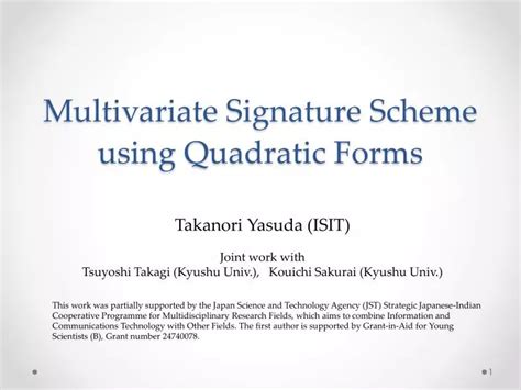Ppt Multivariate Signature Scheme Using Quadratic Forms Powerpoint Presentation Id 2003161