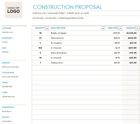 Proposal Template Excel