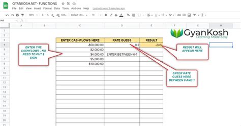 How To Find IRR Internal Rate Of Return In Google Sheets With Template
