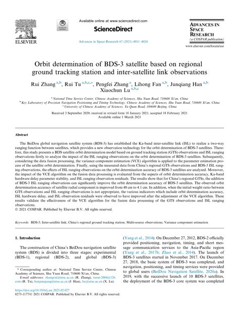 Pdf Orbit Determination Of Bds 3 Satellite Based On Regional Ground