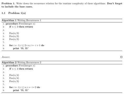 Solved Problem Write Down The Recurrence Relation For The Chegg
