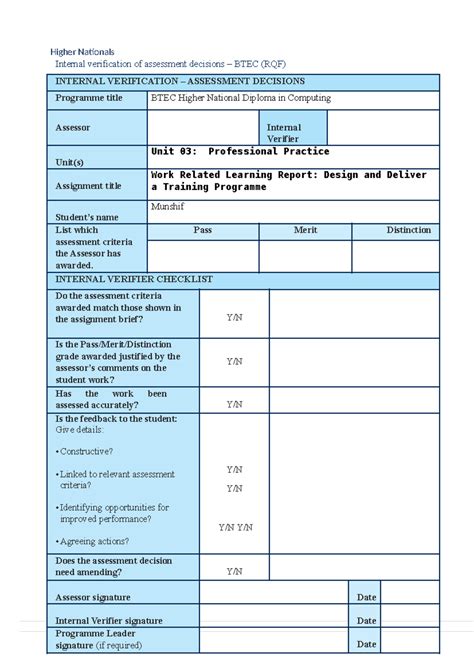 Munshif Pp Assignment Higher Nationals Internal Verification Of