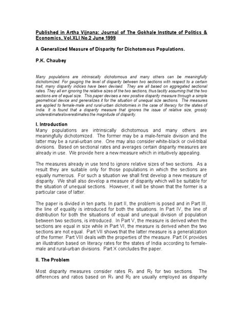 A Generalized Measure Of Disparity For D Pdf Mathematics