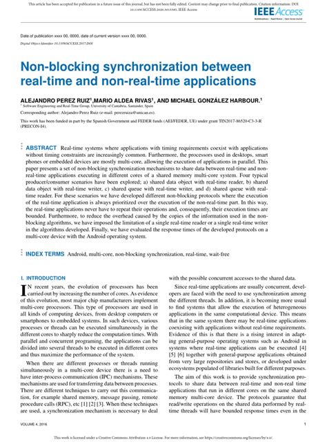Pdf Non Blocking Synchronization Between Real Time And Non Real Time