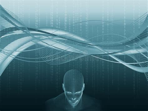 3d Rendering Of Human Head With Binary Code Stock Illustration
