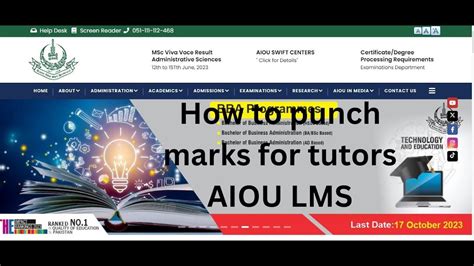 Tutor Result Upload Method How To Upload Tutor Result Aiou Lms