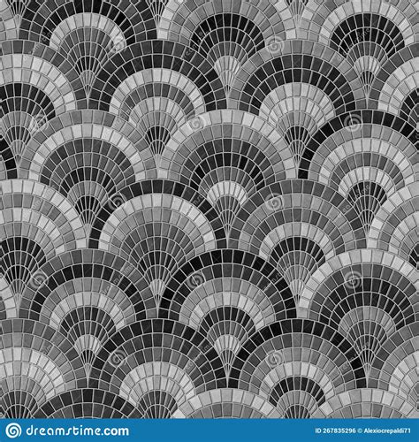 Seamless Abstract Geometric Pattern Mosaic Style Concentric Multicolored Arches Stock