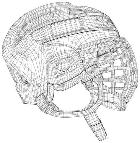 Premium Vector Hockey Helmet Sketch Eps10 Format Wireframe Vector Created Of 3d