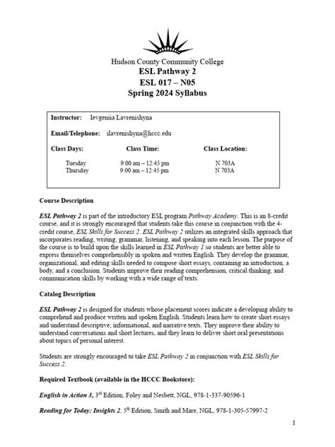 esl pathway 2 syllabus pdf english as a second or foreign language