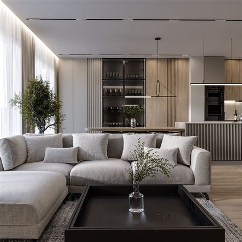 Blender Cycles Modern Living Room And Kitchen On Behance