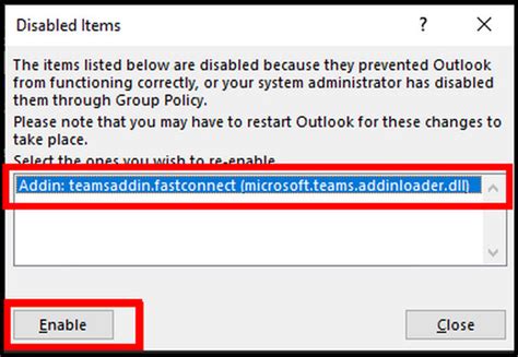 how to fix teams add in for outlook keeps disabling 2024