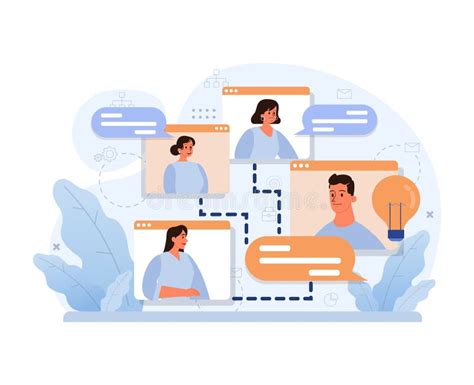 Team Collaboration In Divergent Thinking Flat Vector Illustration Stock Illustration