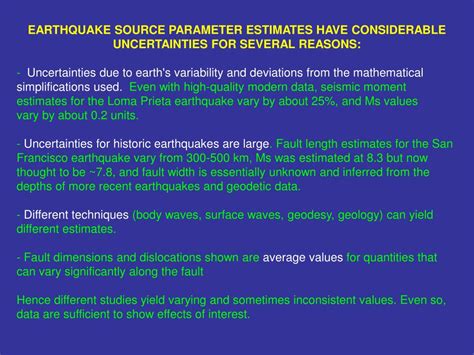 Ppt 8 Earthquake Source Parameters Magnitude Fault Area Fault Slip