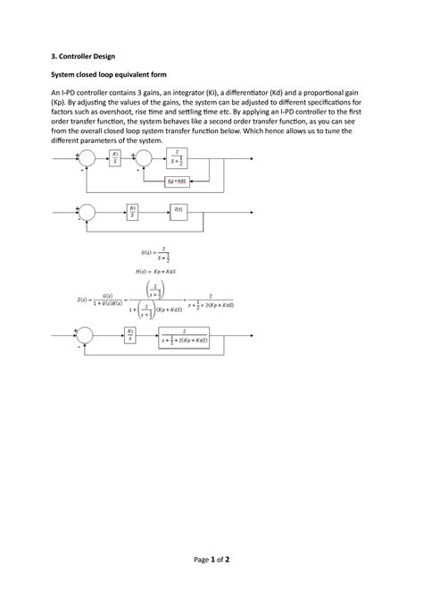 control coursework part 3 3 controller design system closed loop
