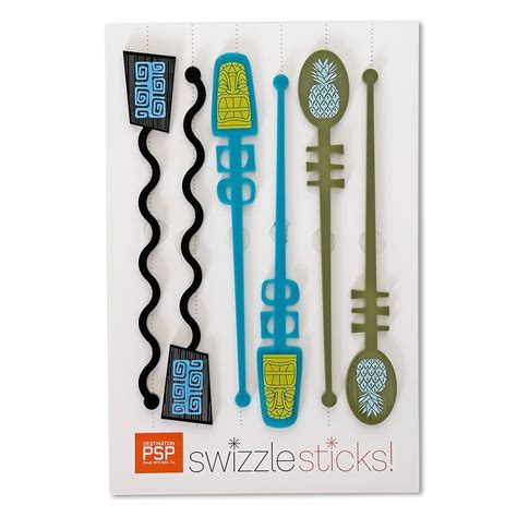 Swizzle Stick Set Tiki Blue Green Destination Psp