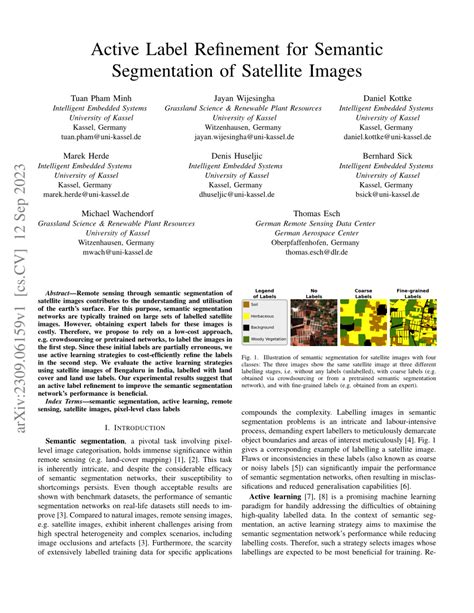 Pdf Active Label Refinement For Semantic Segmentation Of Satellite Images
