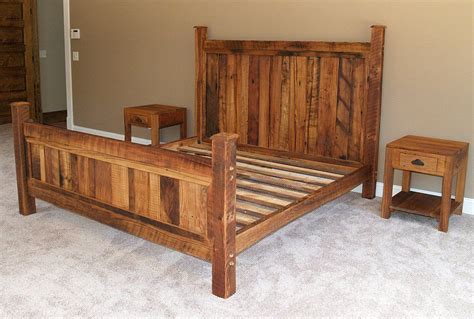 Reclaimed Wood Bed Frame Cabin Bed Solid Wood Platform Bed Wormy