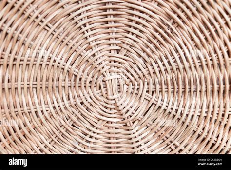 Circular Weave Rattan Pattern Round Rattan Furniture Background Light Brown Texture Weave