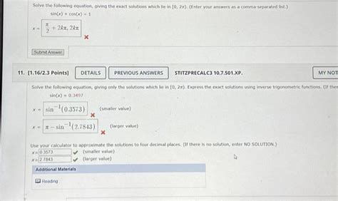 Solved Solve The Following Equation Giving The Exact Chegg Com