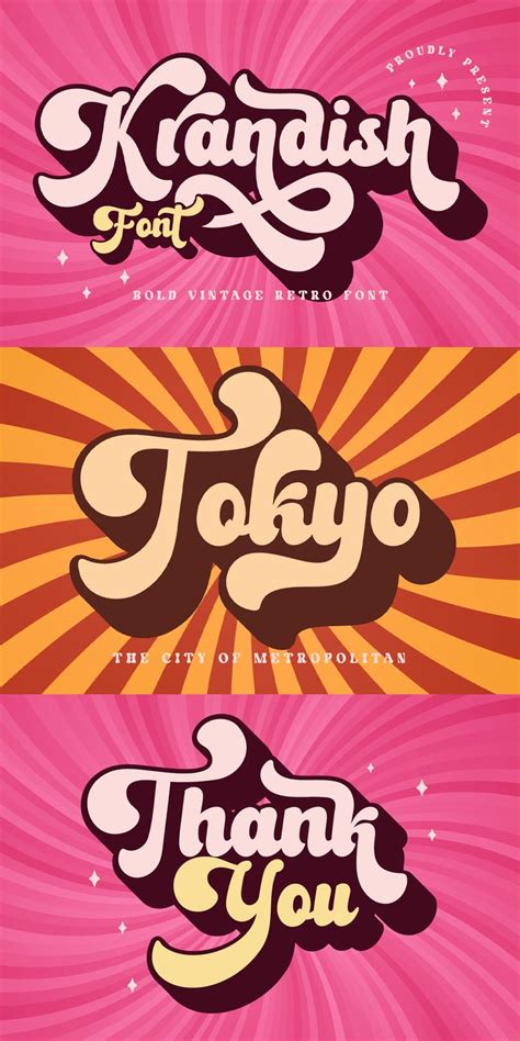 Krandish Font Script Font Vintage Font Retro Font Groovy Font Boho