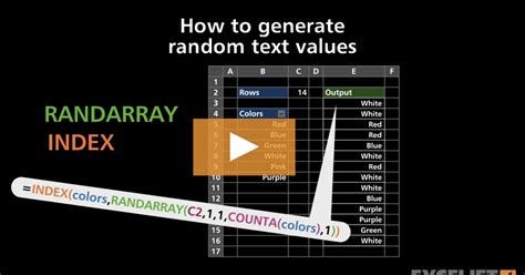 How To Generate Random Text Values Video Exceljet