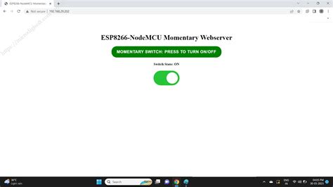 ESP8266 NodeMCU Momentary Switch On Web Server