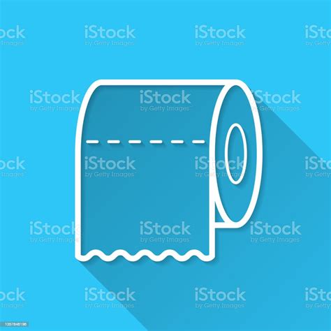 화장지 롤 파란색 배경아이콘 긴 그림자가 있는 플랫 디자인 3차원 형태에 대한 스톡 벡터 아트 및 기타 이미지 3차원 형태 가정 생활 개념 Istock