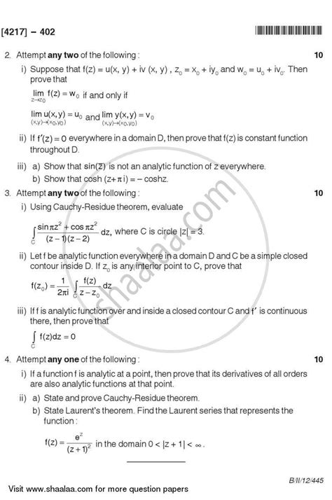 Complex Analysis 2012 2013 B Sc Mathematics Semester 6 Tybsc Question Paper With Pdf Download