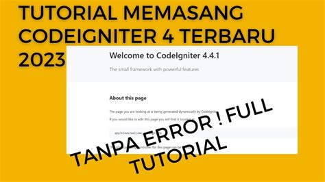 TUTORIAL INSTALL CODEIGNITER FULL TUTORIAL TANPA ERROR YouTube