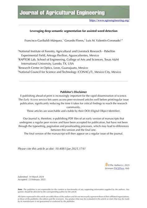 Pdf Leveraging Deep Semantic Segmentation For Assisted Weed Detection